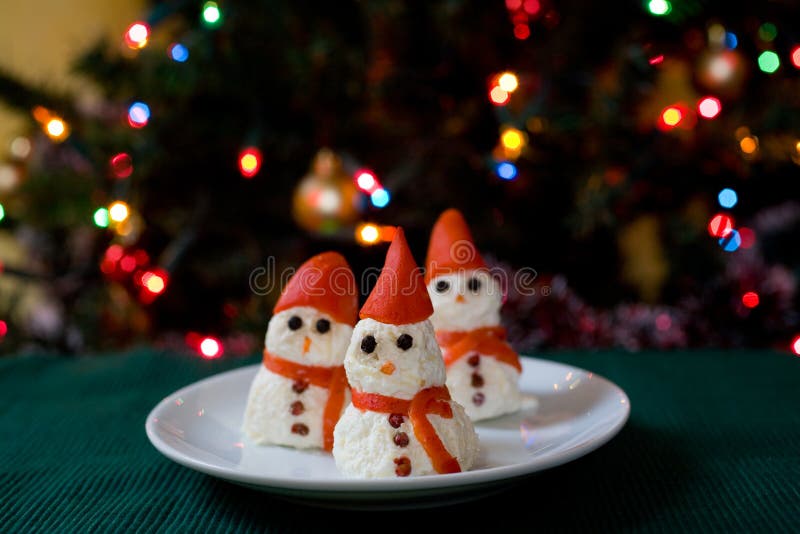 Snowman cheese appetizer stock photo. Image of dinner - 16809028