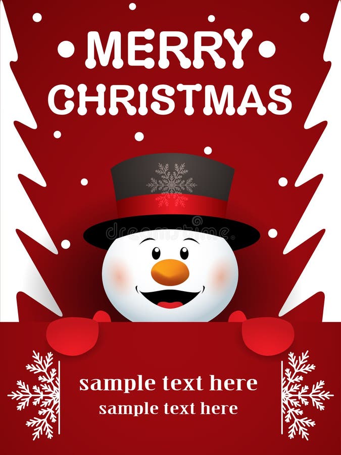 Snowman. Christmas Poster, Banner. Vector Illustration Stock Vector ...