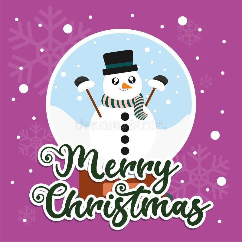 Snowman in Circle Frame Art. Vector Stock Vector - Illustration of ...