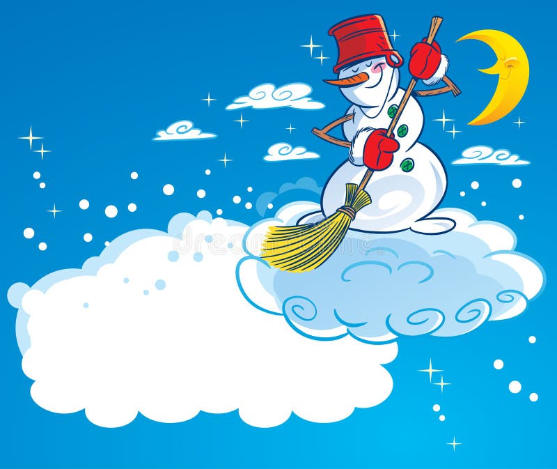 Snowman on a cloud stock vector. Illustration of white - 27992977