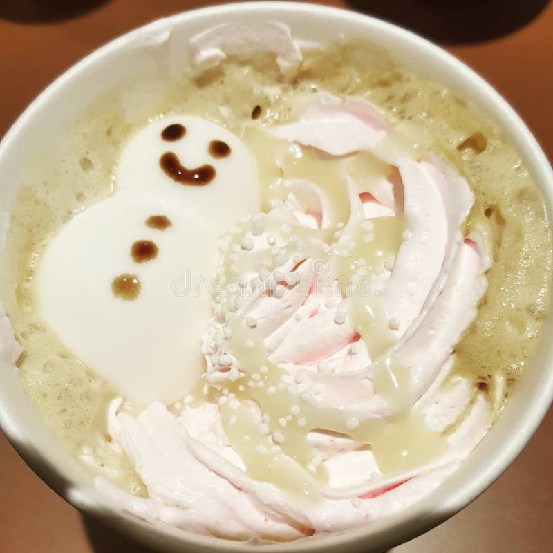 Snowman coffee in a cup stock photo. Image of snowman - 261859380