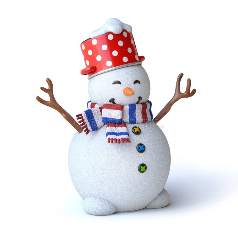 Snowman 3d Rendering, Three-dimensional Object Isolated Illustration ...