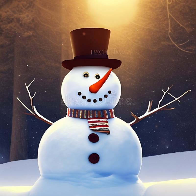 Snowman at the dark night stock illustration. Illustration of black ...