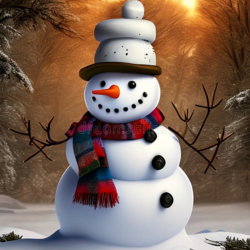 Snowman in the dark wood stock illustration. Illustration of dark ...