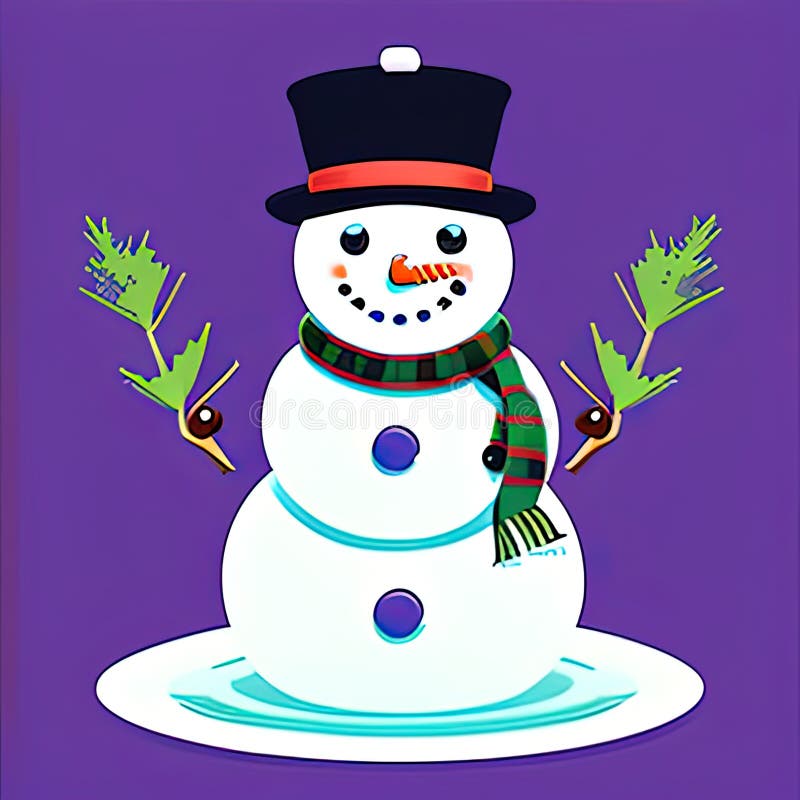 Snowman Design Style Logo Print. Generative AI. Stock Illustration ...