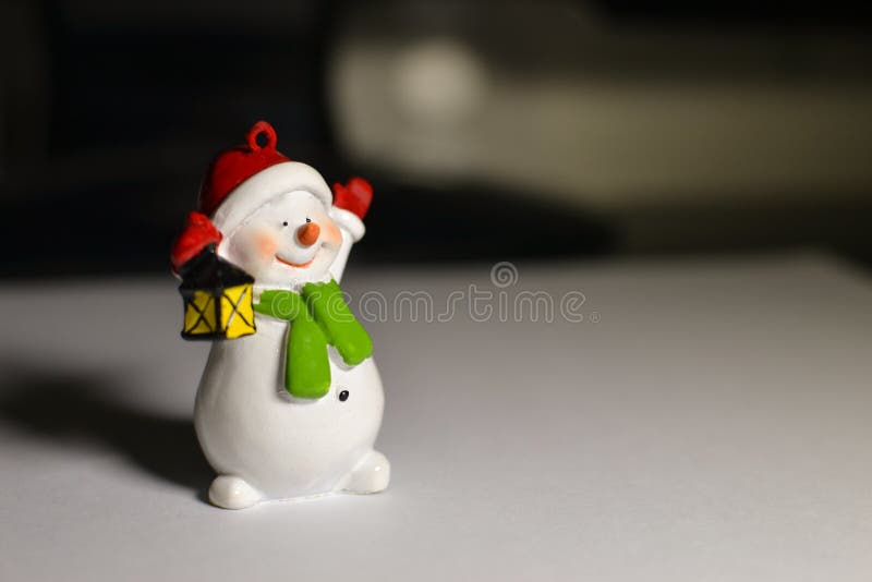Snowman on the Desktop in Front of the Computer Stock Photo - Image of ...