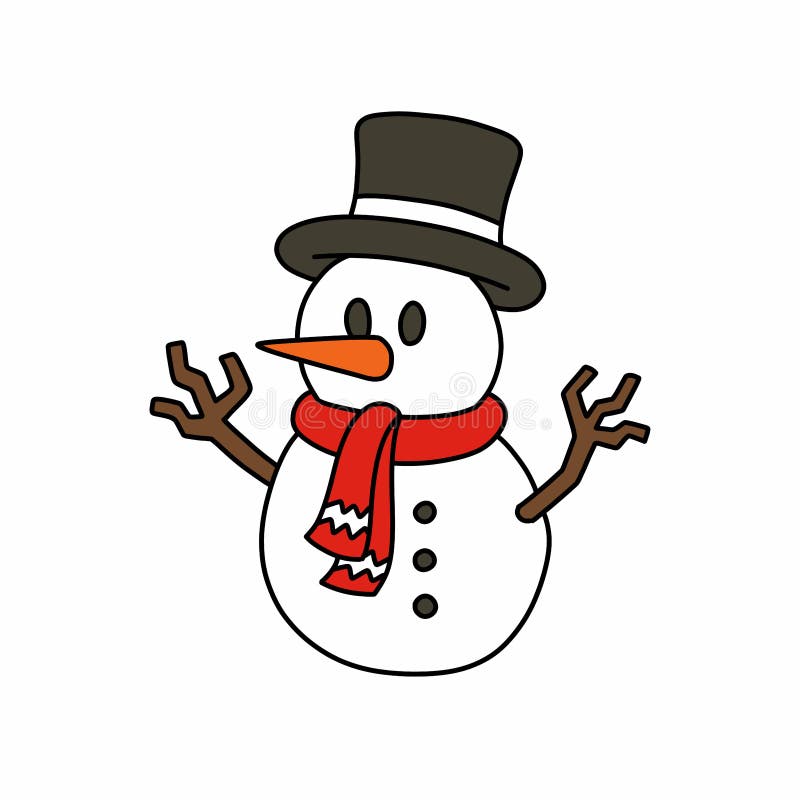 Snowman Doodle Icon, Vector Color Cute Illustration Stock Illustration ...