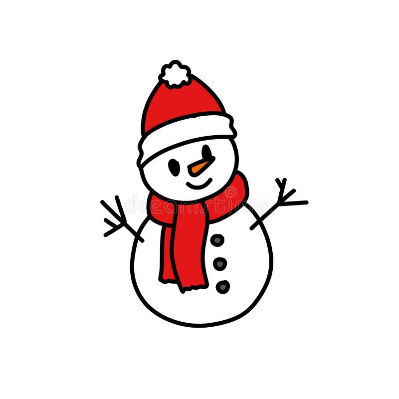 Snowman Doodle Icon, Vector Color Line Illustration Stock Vector ...