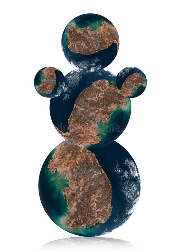 Snowman by Earth planet stock illustration. Illustration of green - 8139019
