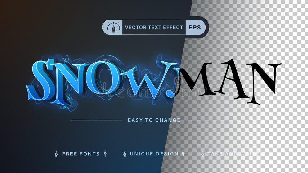 Snowman - Editable Text Effect, Font Style Stock Vector - Illustration ...