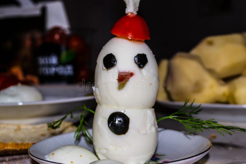 Snowman from eggs stock image. Image of color, cold, christmas - 44703093
