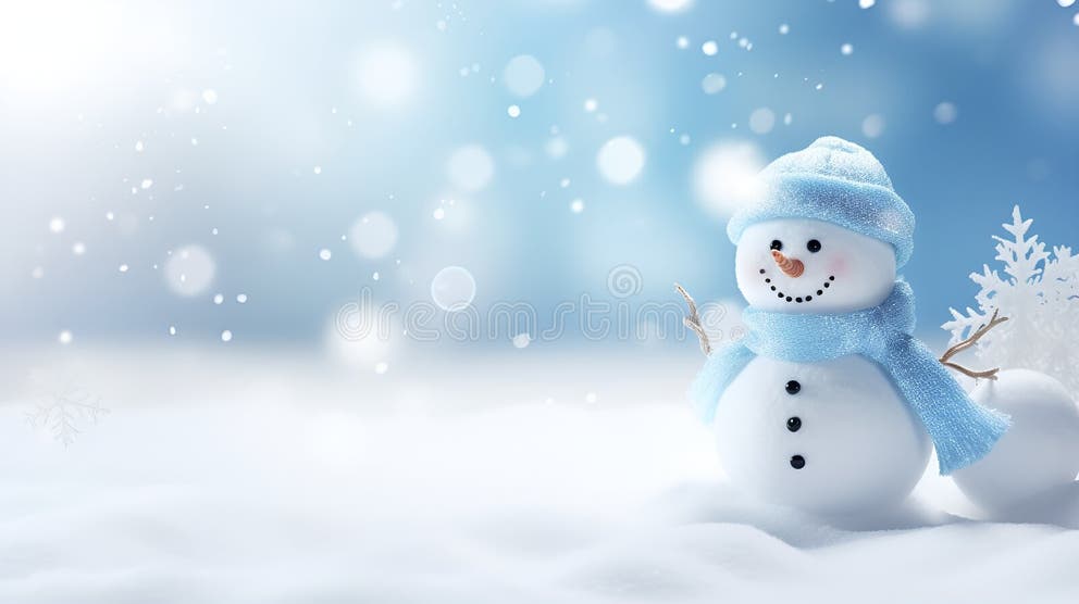 Snowman with Empty Space in a Wintry Setting, Ideal for Christmas Stock ...