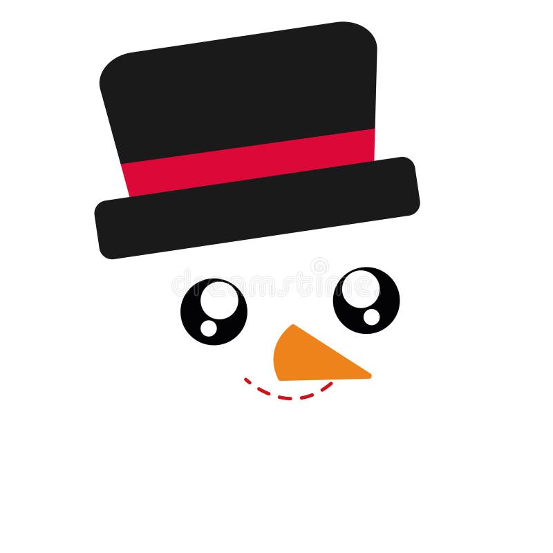 Snowman Face with Top Hat. Vector Stock Illustration - Illustration of ...
