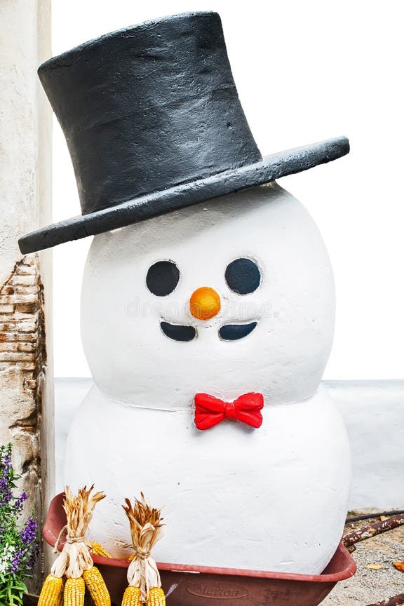Snowman in a farm stock image. Image of white, winter - 63808381
