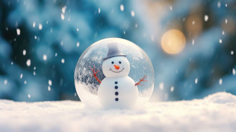 A Snowman Figurine Inside a Snow Globe. Perfect for Winter-themed ...