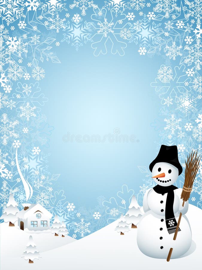 Snowman with Frame Composed of Snowflakes Stock Vector - Illustration ...