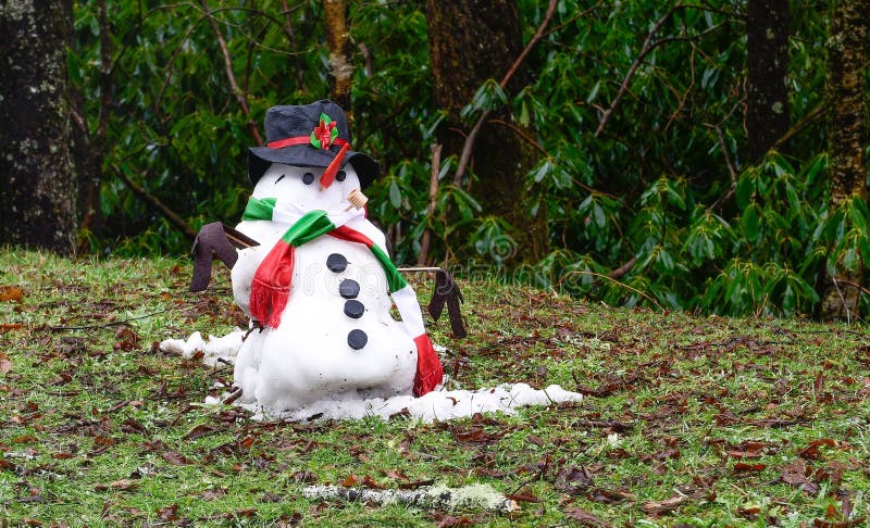 Snowman in Front of a Natural Backdrop of Trees Stock Photo - Image of ...