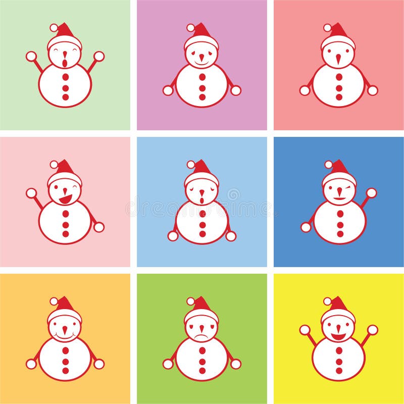 Snowman Graphic in Many Emotions Stock Vector - Illustration of snowman ...