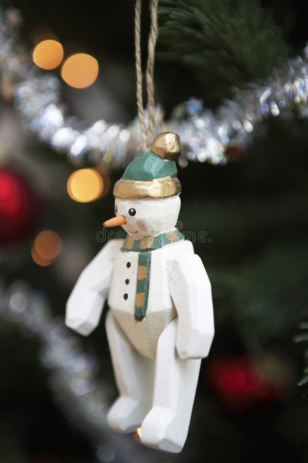 Snowman Hanging on Christmas Tree Stock Image - Image of indoors, home ...