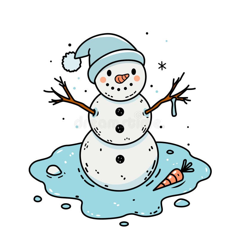 The Snowman Has Melted. Hello Spring. Spring Thaw. Flat Vector ...