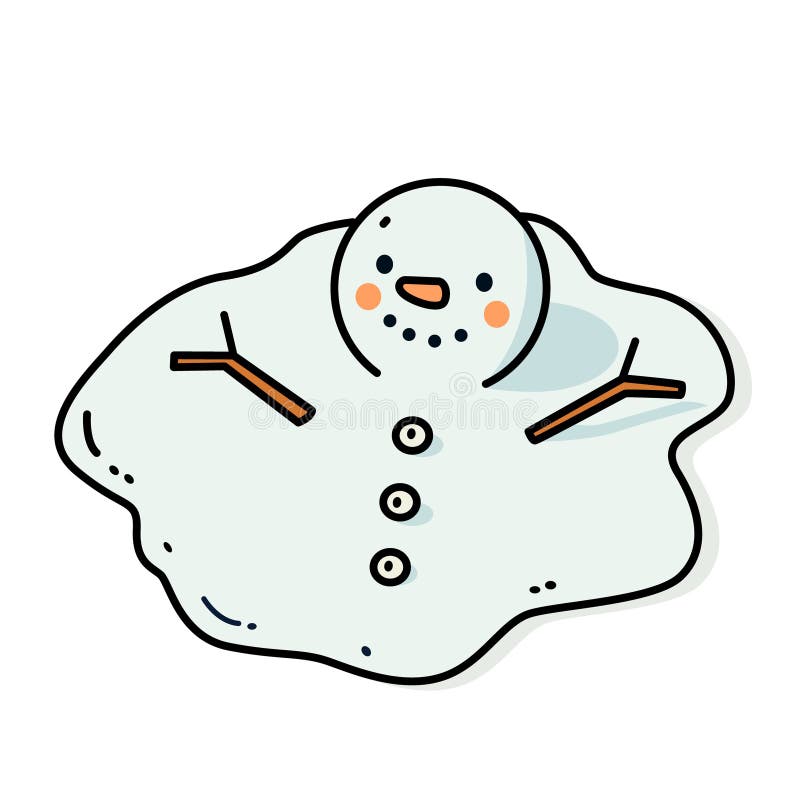 The Snowman Has Melted. Hello Spring. Spring Thaw. Flat Vector ...
