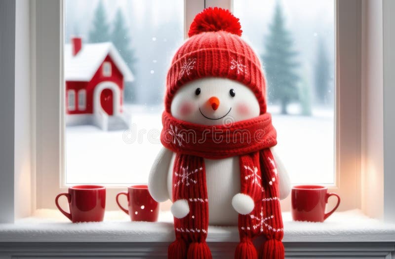 A Snowman with Hat Inside a House at 22-12-2024 Stock Illustration ...