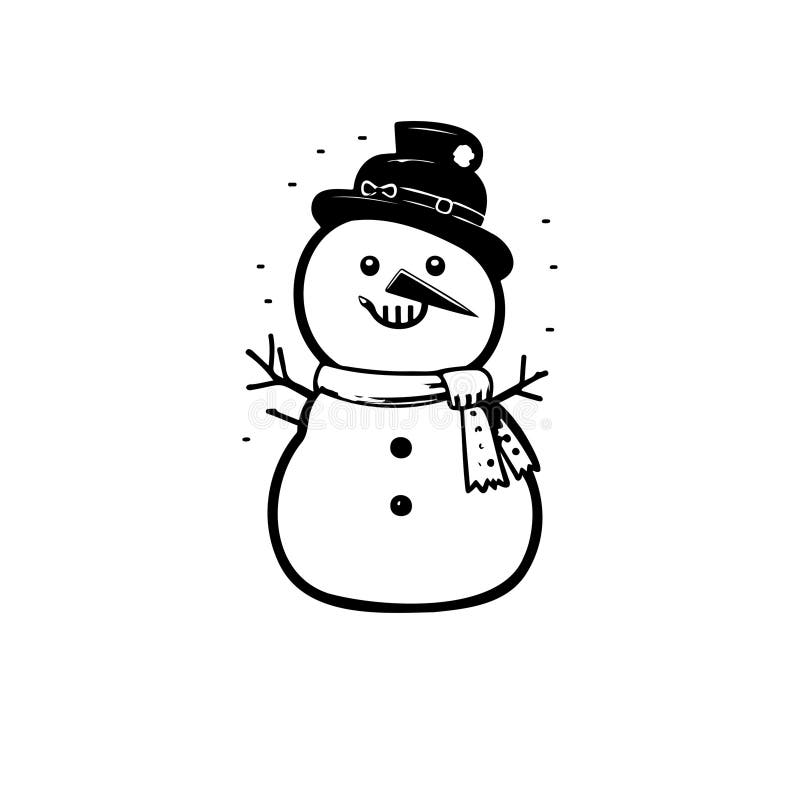 Snowman Icon Hand Draw Black Colour Winter Logo Symbol Perfect Stock ...