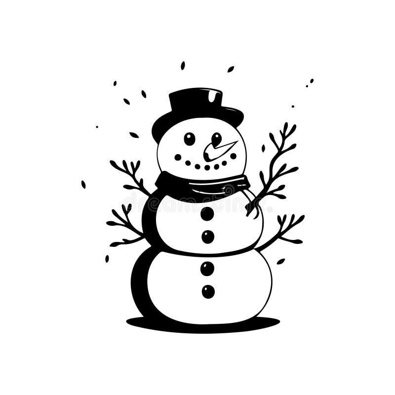 Snowman Icon Hand Draw Black Colour Winter Logo Symbol Perfect Stock ...