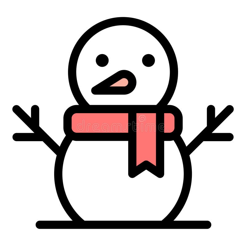 Snowman Icon Winter Cheer in Flat Lineal Color Style Stock Vector ...