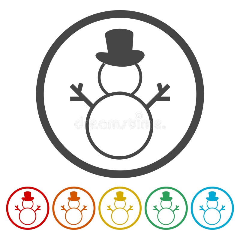 Snowman Icons Set Vector - Illustration Stock Vector - Illustration of ...