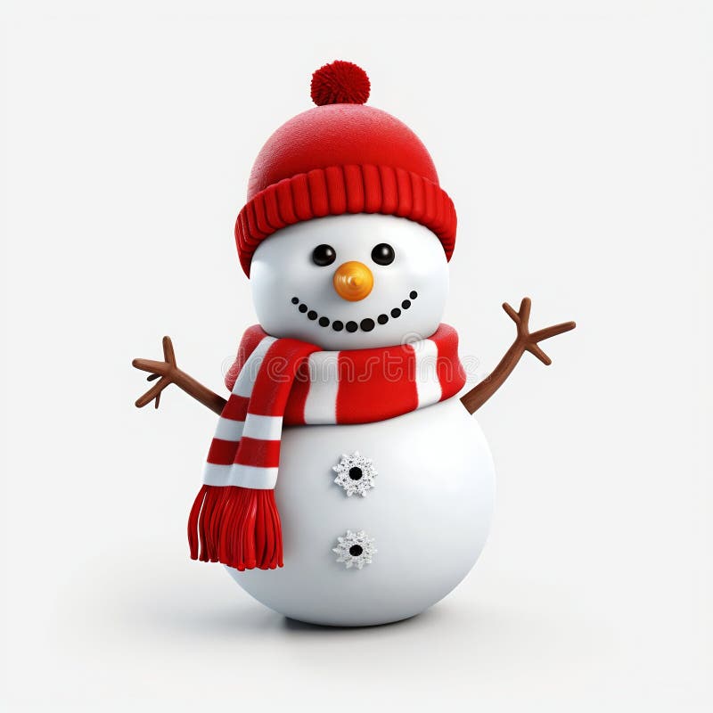 Snowman Isolated on White Background. Generative Ai Stock Illustration ...