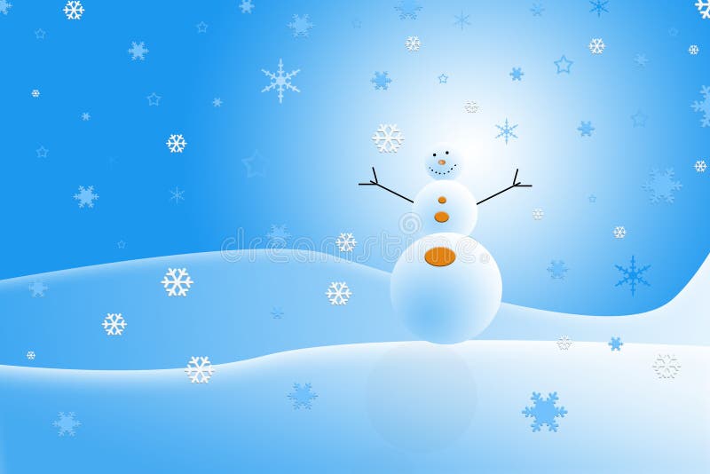 Winter Scenery with Snowman Stock Illustration - Illustration of color ...