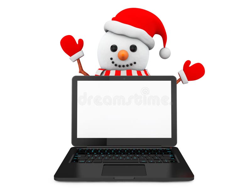 Snowman Laptop Computer stock illustration. Illustration of characters ...