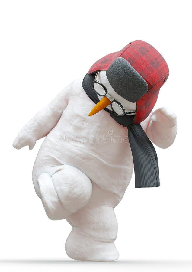 Snowman Looking Down in White Background Stock Illustration ...