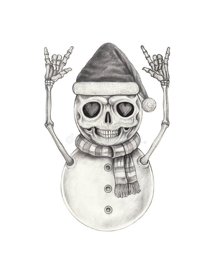 Snowman Love Symbol Drawing Christmas Skeleton. Stock Illustration ...