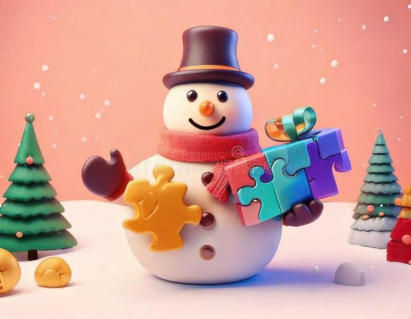 A Snowman Made of Puzzle Pieces at 12-11-2024 Stock Illustration ...