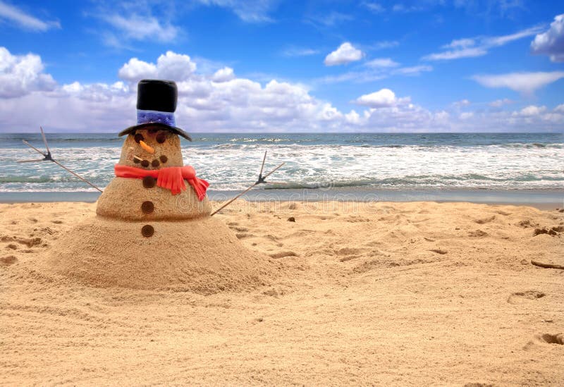 Snowman Made of Sand on the Beach Stock Photo - Image of calm, nature ...