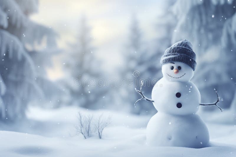 A Snowman Made from Trees and Snow Falling Down the Sides Stock Image ...