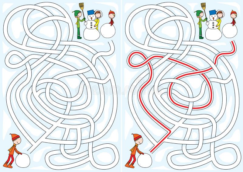 Snowman maze stock vector. Illustration of game, puzzle - 23293635