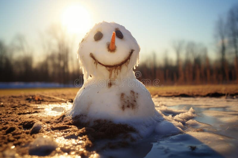 A Snowman Melting Under Daylight Stock Image - Image of daylight ...