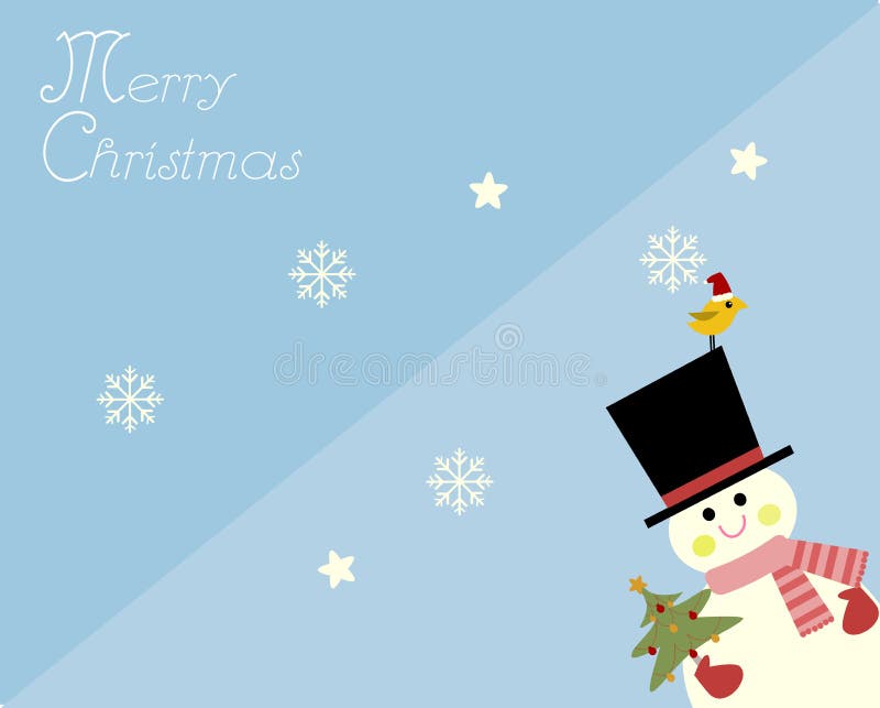 Snowman in Merry Christmas Card Stock Vector - Illustration of scene ...