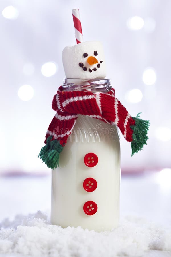 Snowman milk bottle stock image. Image of liquid, closeup - 35109231
