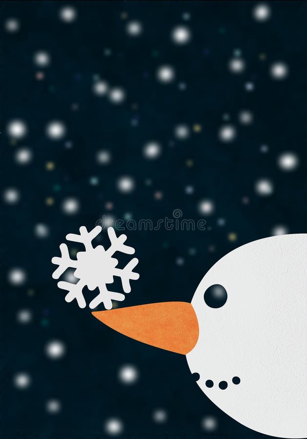 Snowman Night Christmas and Moon Stock Illustration - Illustration of ...