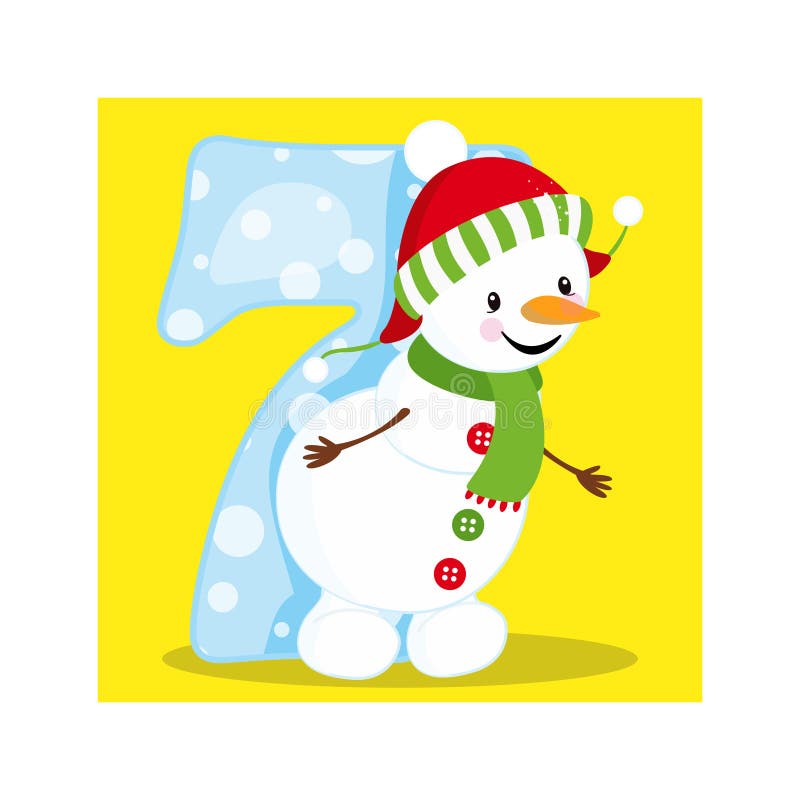 SnowMan Numbers 7 07 stock vector. Illustration of vector - 198991043