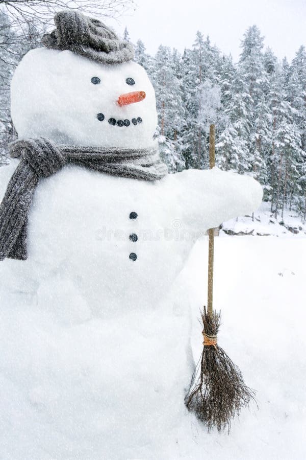 Snowman outside house stock photo. Image of doorway, cute - 26728844