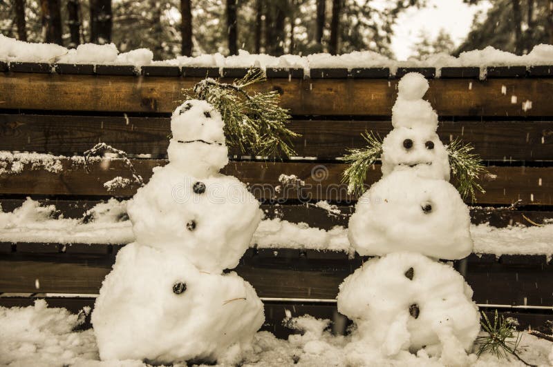 Snowman in the park stock photo. Image of decoration - 299698284