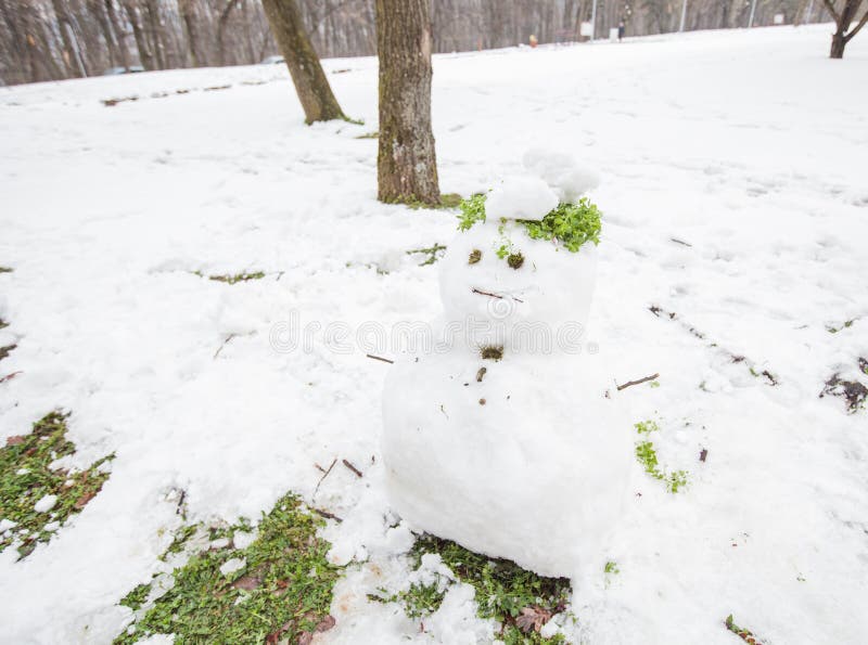 Snowman in the Park at Winter Day Stock Photo - Image of park, vacation ...
