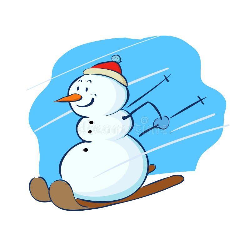 Snowman playing ski stock vector. Illustration of vector - 45404624