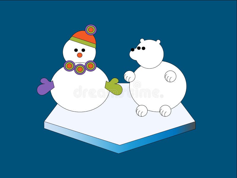 Snowman And Polar Bear Stock Illustration Illustration Of Holiday