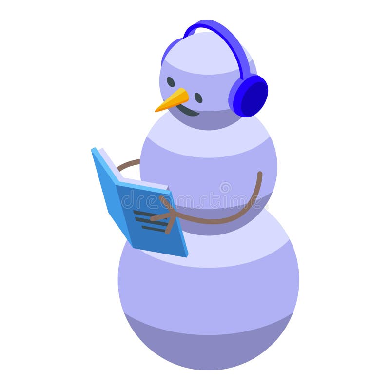 Snowman Reading Book Icon Isometric Vector. Winter Snow Stock ...